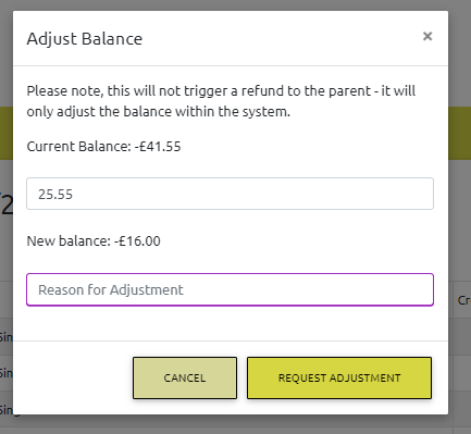 Adjusting the balance on an account. – LunchHound
